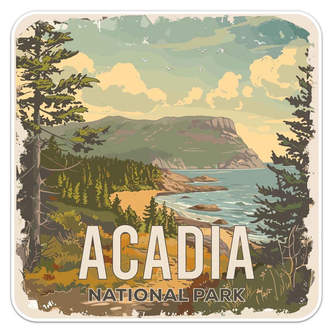 Vintage Acadia National Park Car Bumper Sticker - Etsy