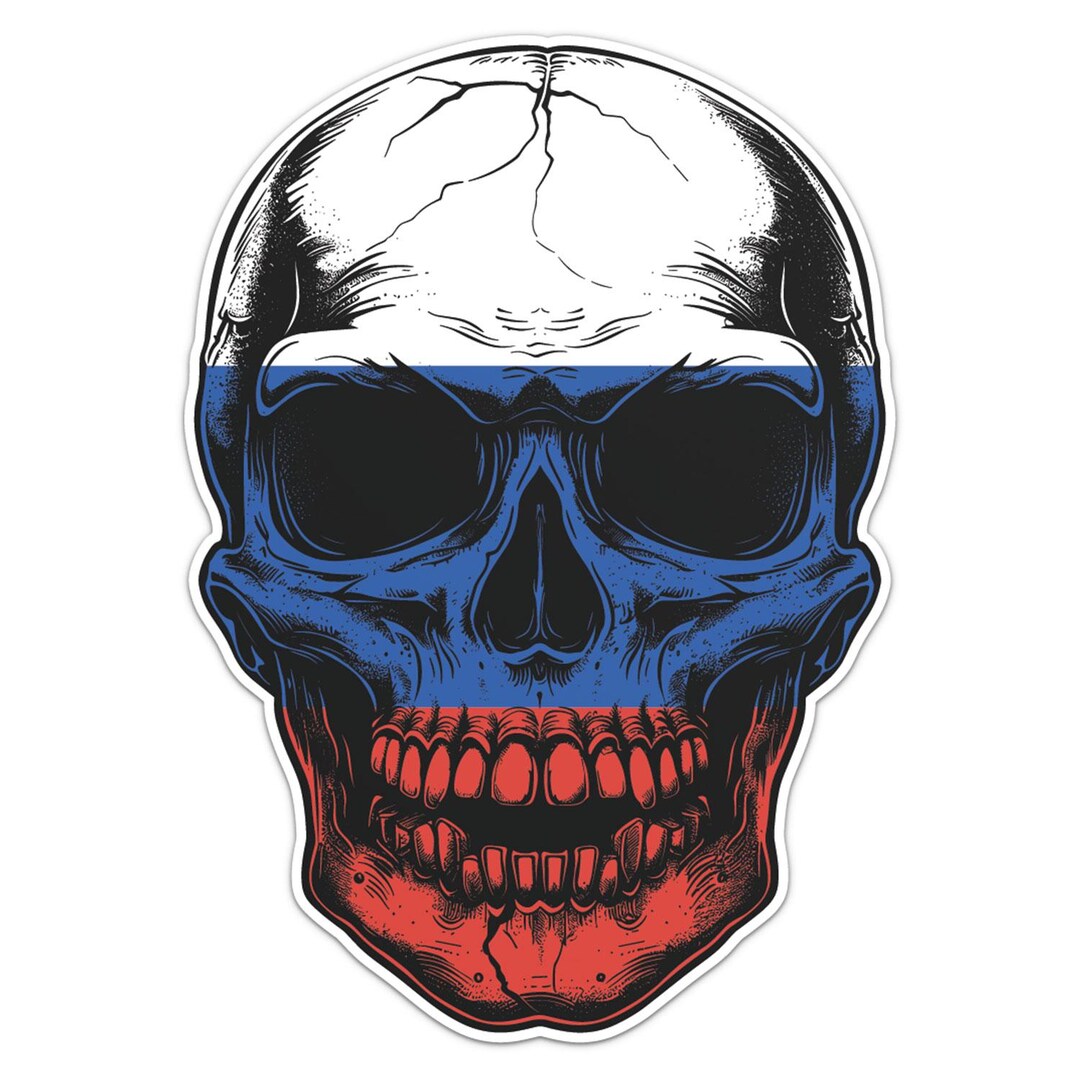 Skull Russia Flag Sticker Car Bumper Vinyl Decal - Etsy