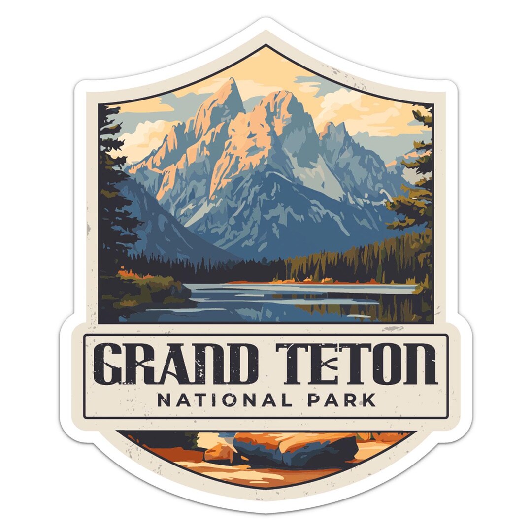 Vintage Grand Teton National Park Sticker Car Bumper Vinyl Decal - Etsy
