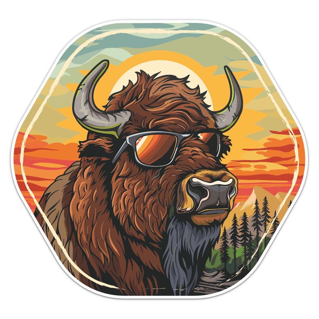 Cool Bison Wild Animal Funny Sticker Car Bumper Decal - Etsy