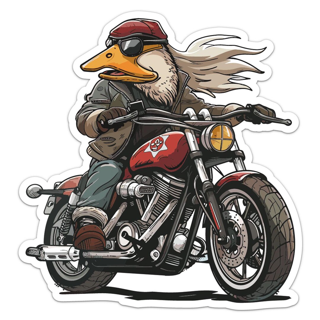 Biker Goose Racing Animal Sticker Car Bumper Decal - Etsy