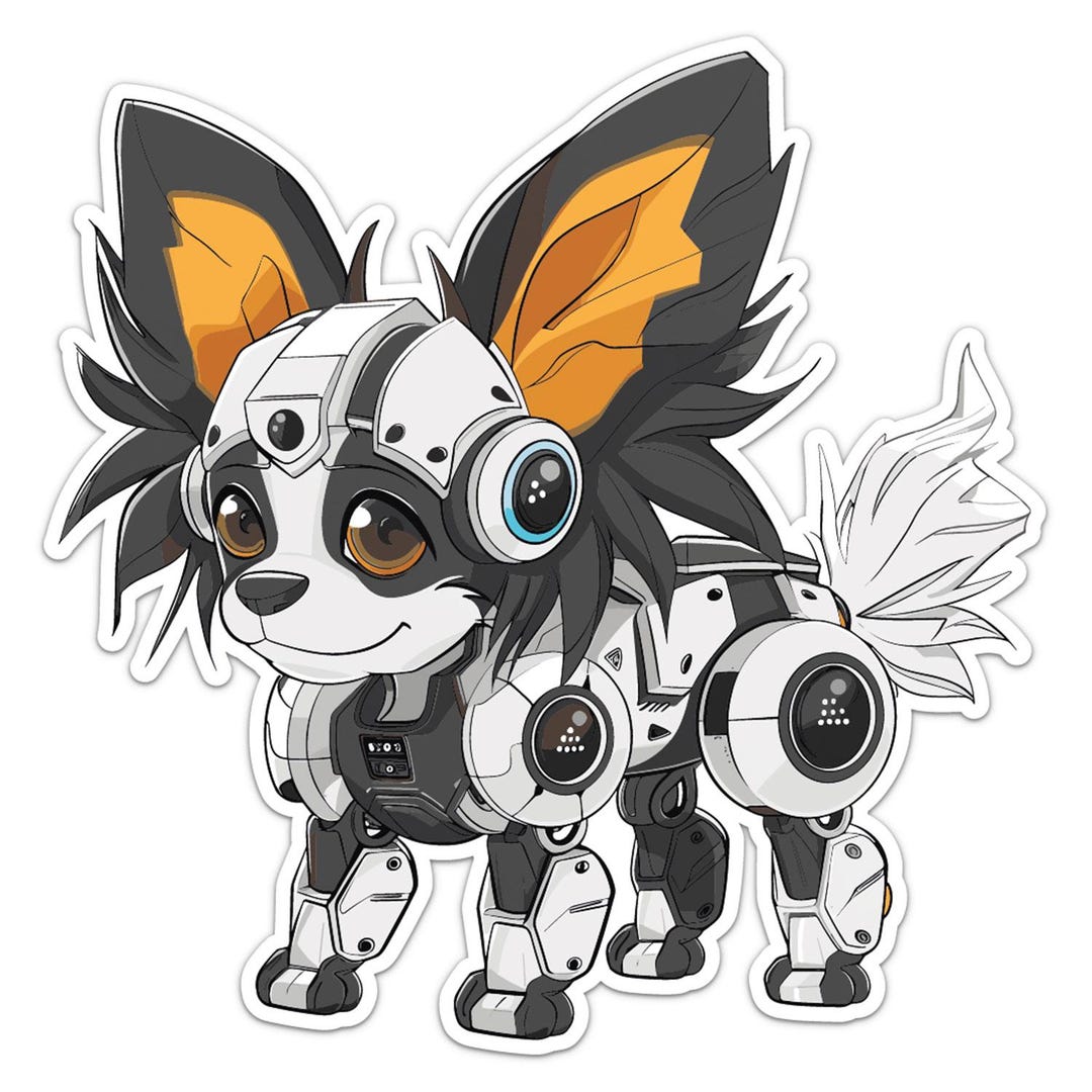 Papillon Dog Robot Sticker Car Bumper Decal - Etsy