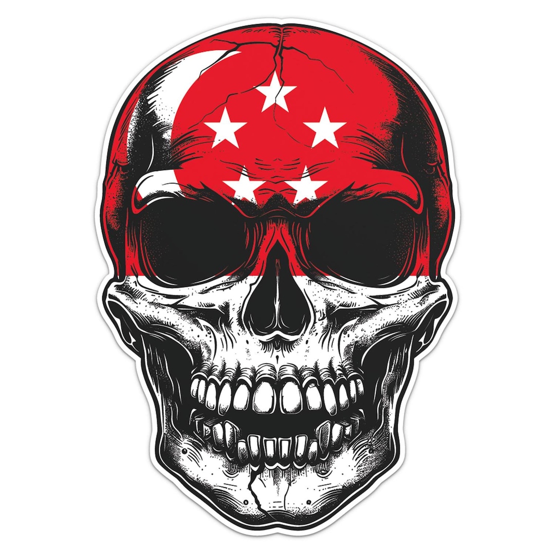 Skull Singapore Flag Sticker Car Bumper Vinyl Decal - Etsy