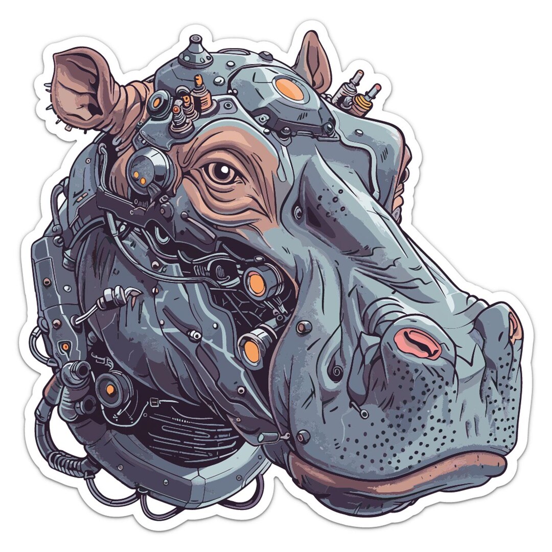 Biomechanical Hippopotamus Animal Robot Sticker Car Bumper Decal - Etsy