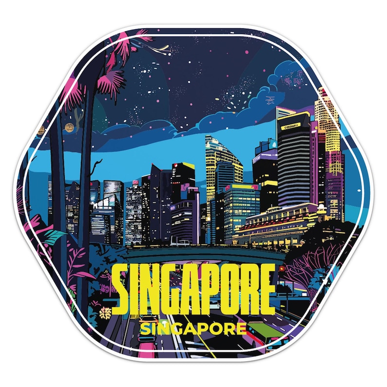 Singapore Night City Sticker Car Bumper Vinyl Decal - Etsy
