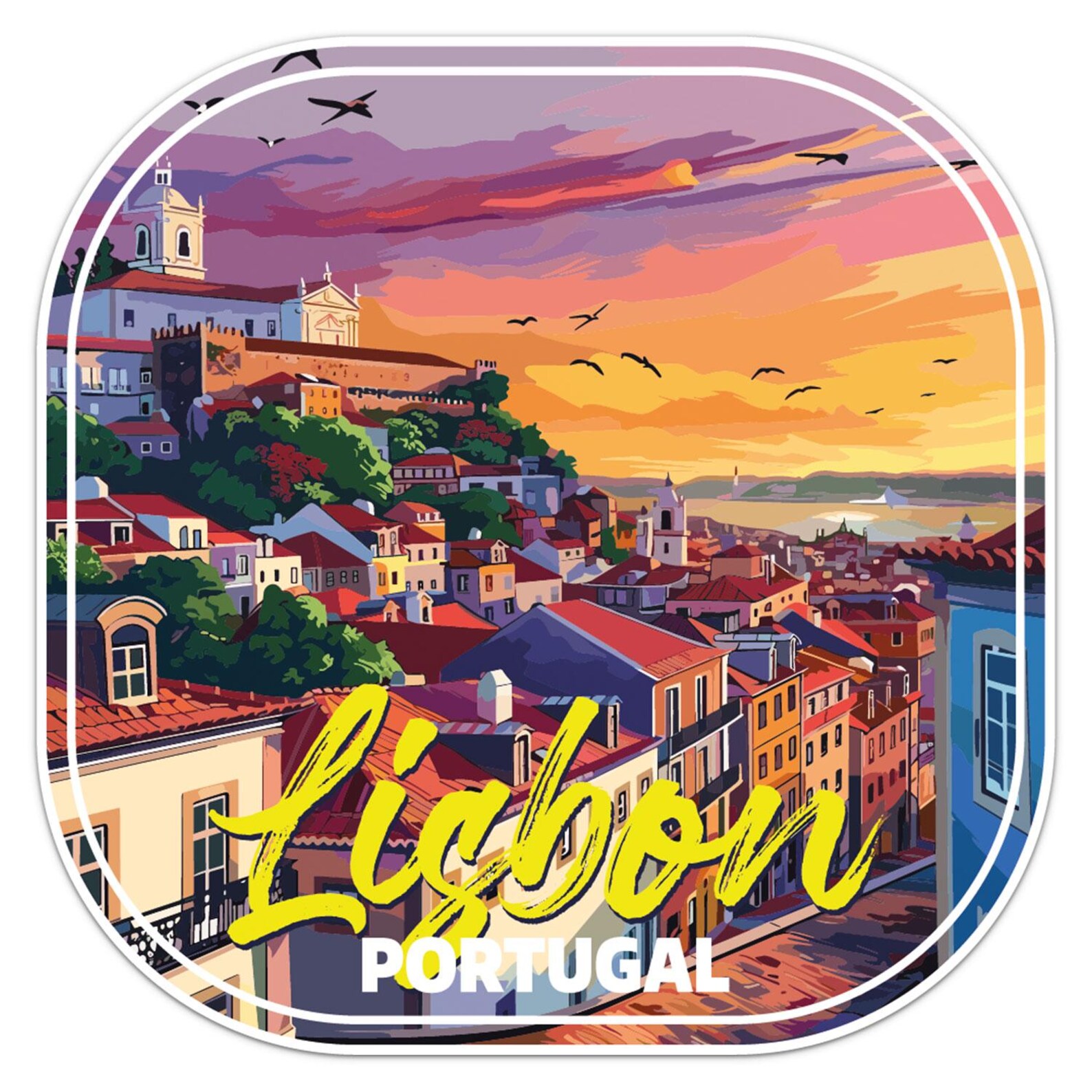 Sunset Portugal Lisbon City Car Bumper Sticker - Etsy