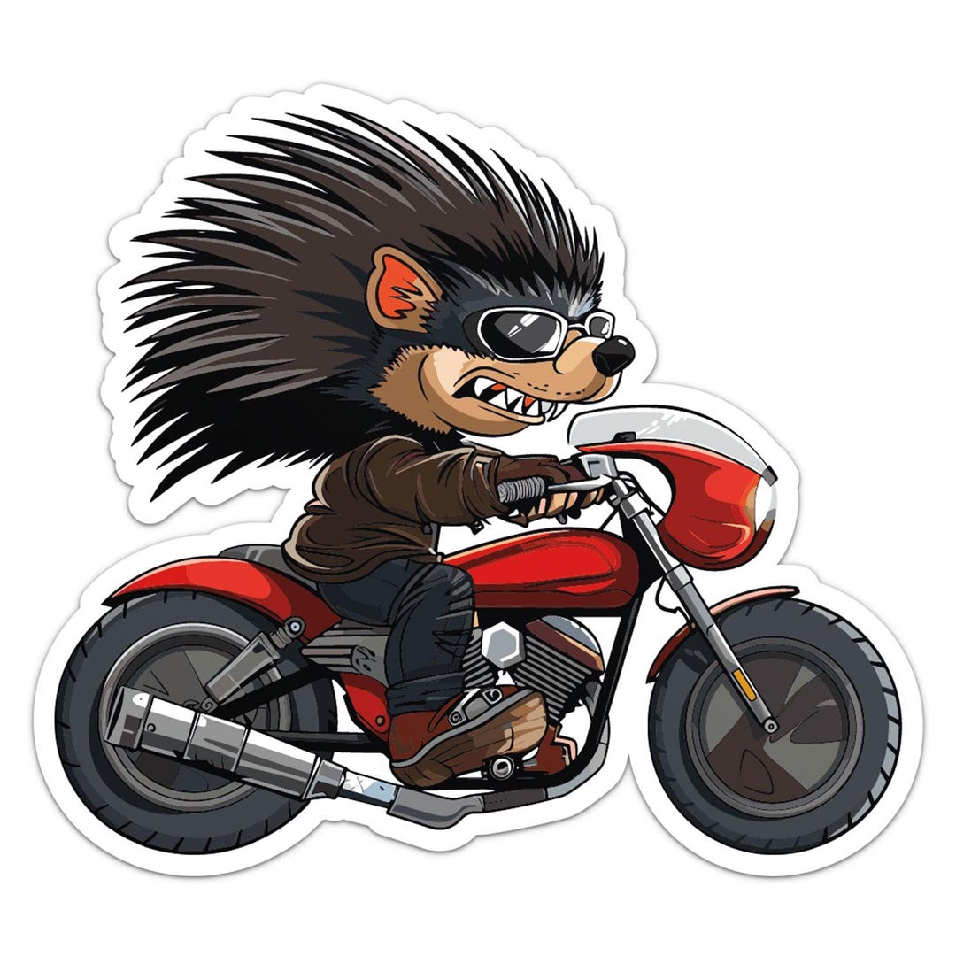 Biker Porcupine Racing Animal Sticker Car Bumper Decal - Etsy