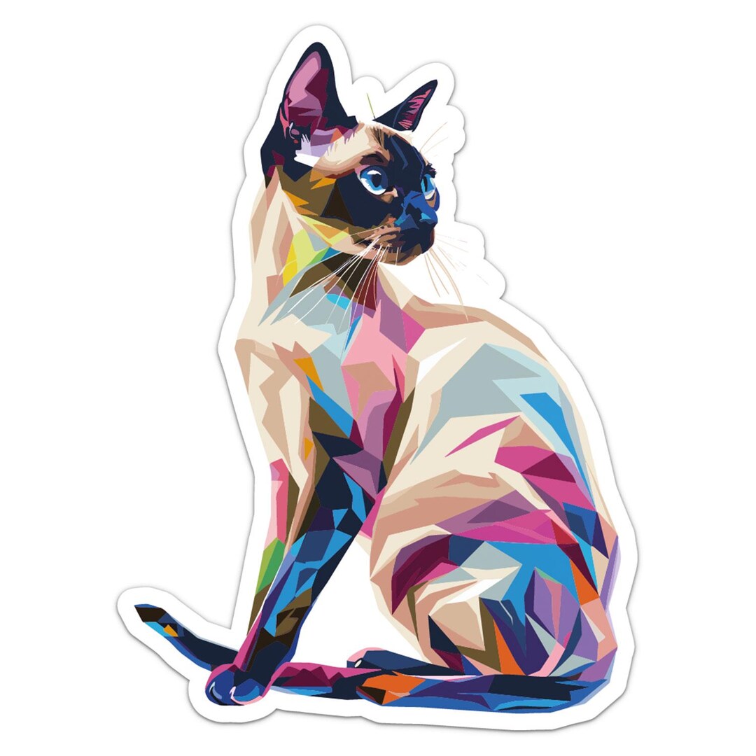 Colorful Siamese Cat Sticker Car Bumper Decal - Etsy