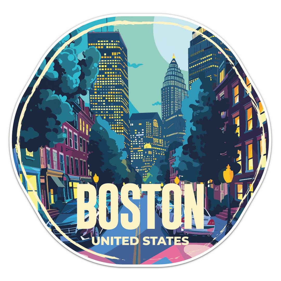 USA Boston City Sticker Car Bumper Decal - Etsy