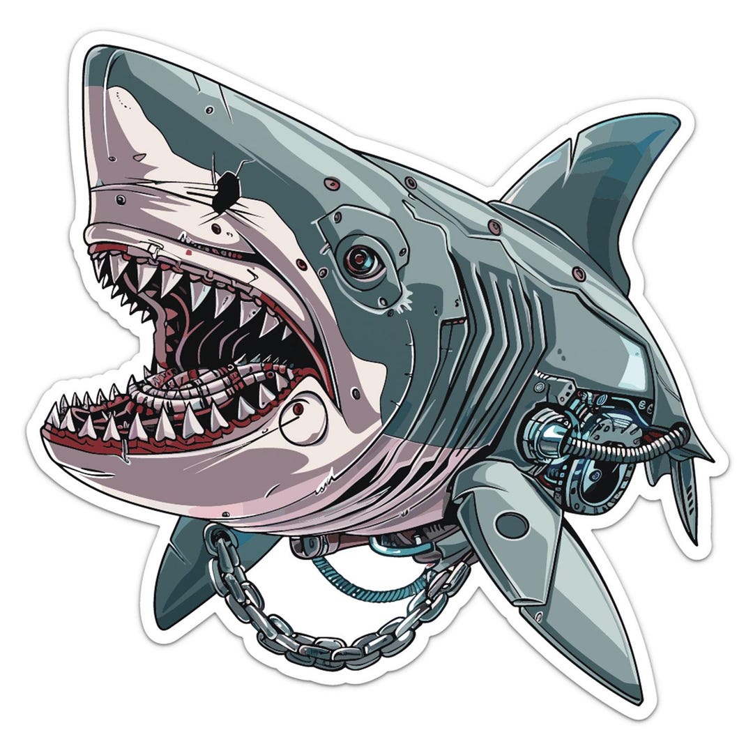 Biomechanical Shark Animal Robot Sticker Car Bumper Decal - Etsy
