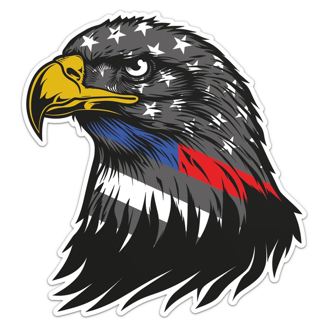 US Bald Eagle Thin Blue and Red Line Flag Sticker Car Bumper Vinyl ...