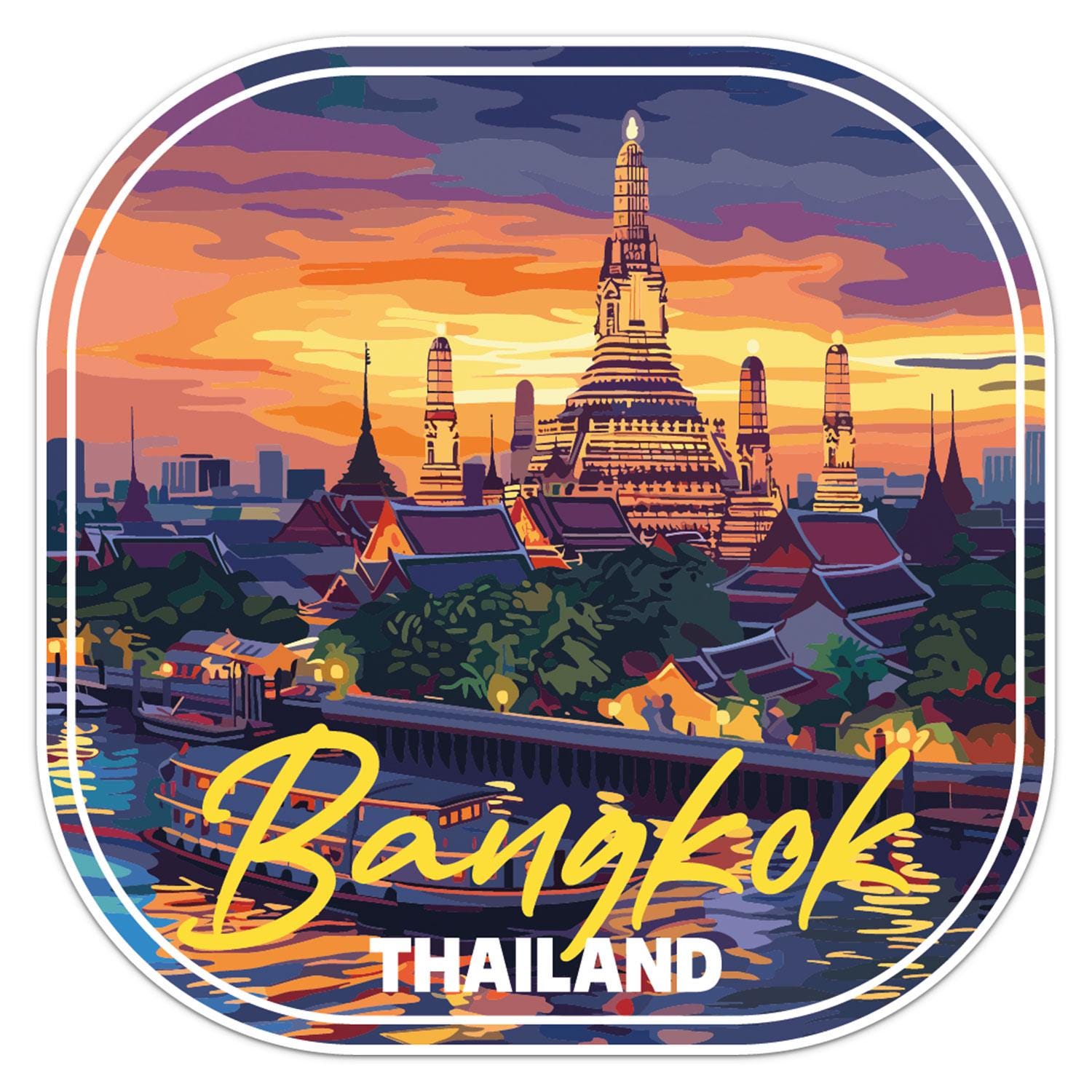 Sunset Thailand Bangkok City Car Bumper Sticker - Etsy
