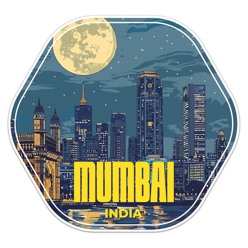 India Mumbai Night City Sticker Car Bumper Vinyl Decal - Etsy