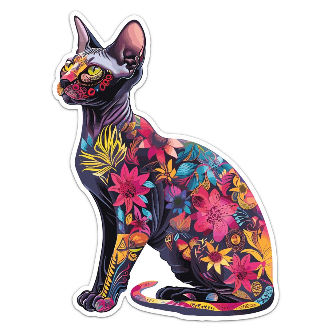 Cheerful Sphynx Cat Sticker Car Bumper Decal - Etsy