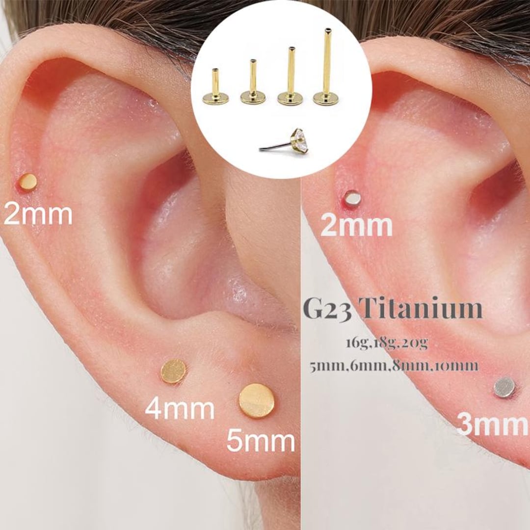 Titanium Flat Circle Push Pin Labret/threadless Flat Back Earring ...