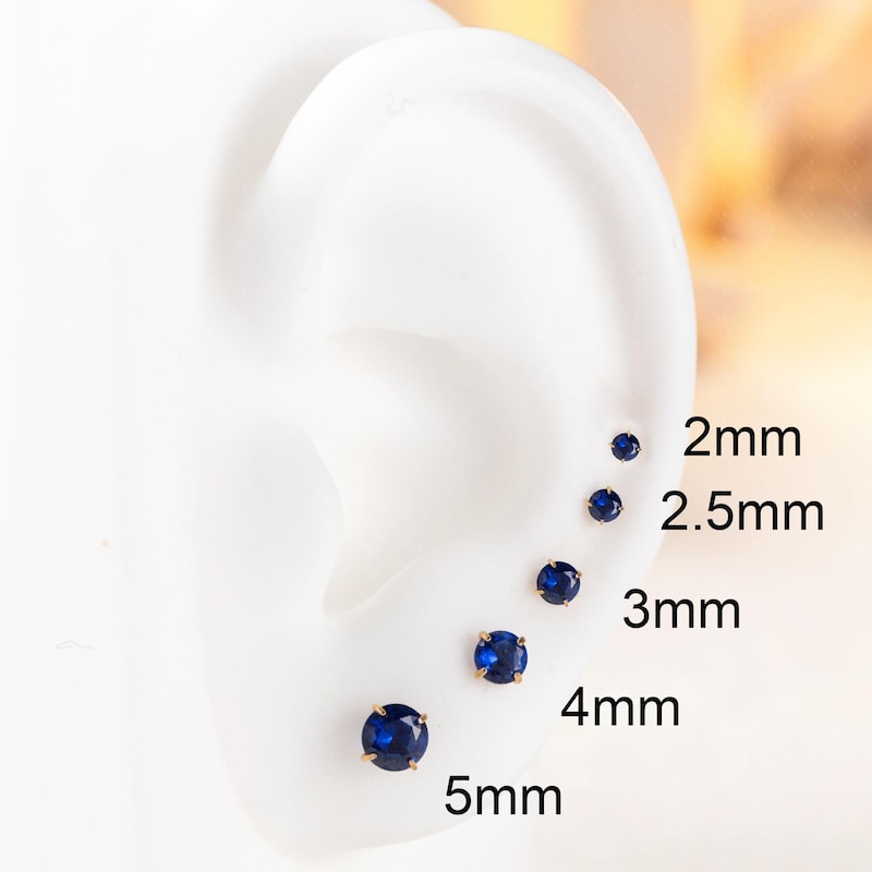 Sapphire Studs Titanium - Etsy