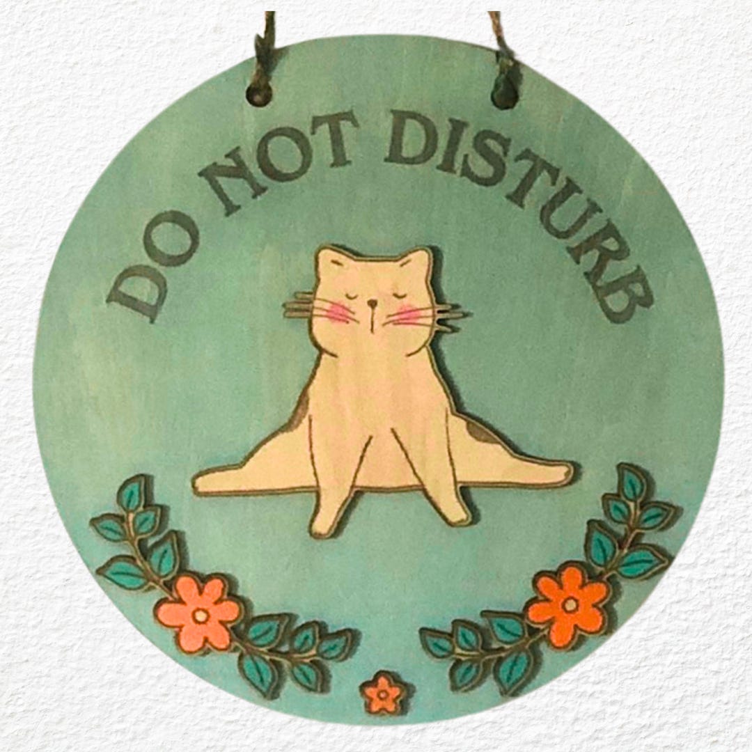 Cat Do Not Disturb Door Sign Customizable Meditating Yoga Cat Sign - Etsy
