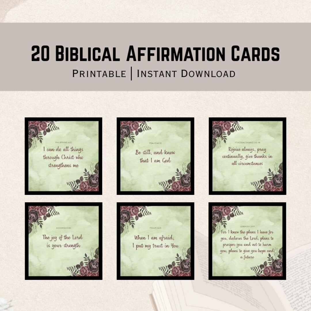 Biblical Affirmation Cards: Christian Bible Verse Prints (digital ...