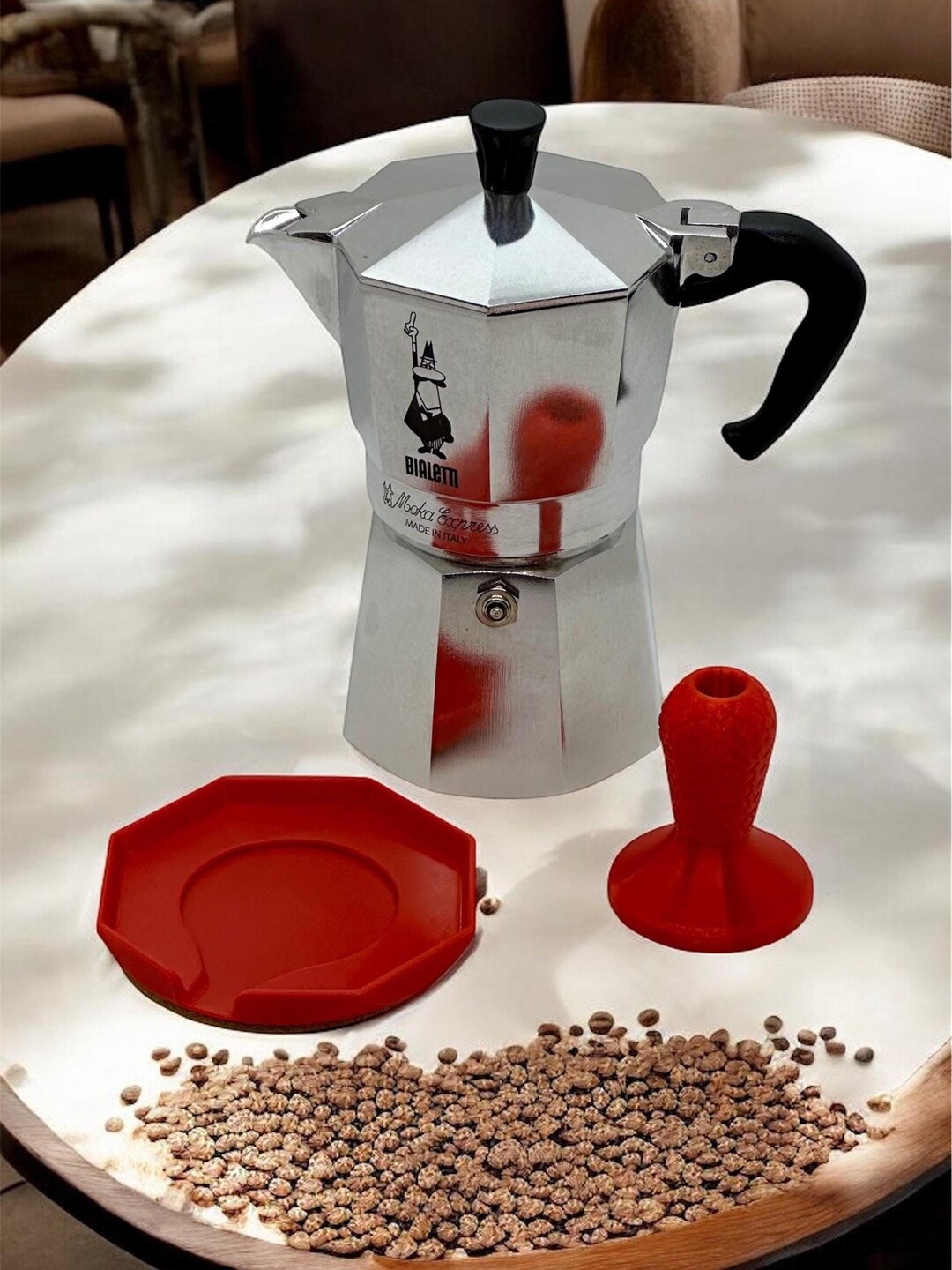 Accessories 2 Cups Moka Express Cooker 4in1, Coaster Tamper Stand for ...