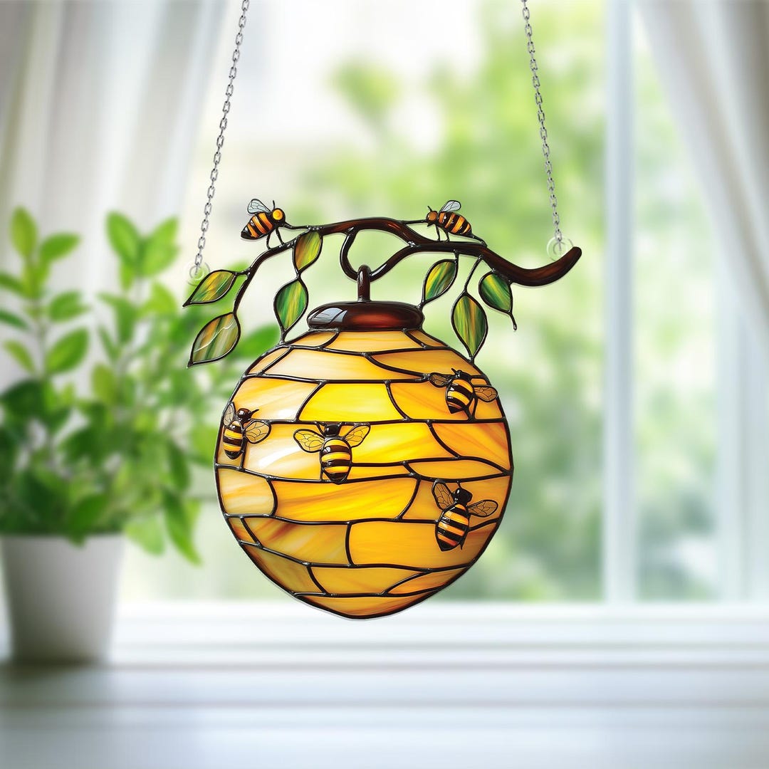 Beehive Window Hanging – Honeybee Decor for Nature Lovers, Bright ...