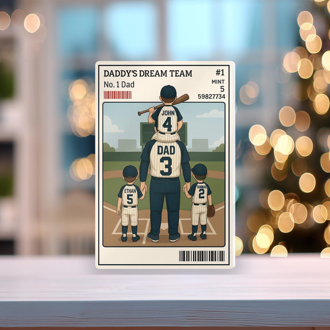 Baseball No. 1 Dad Grandpa Man & Kids Trading Card Style Personalized ...
