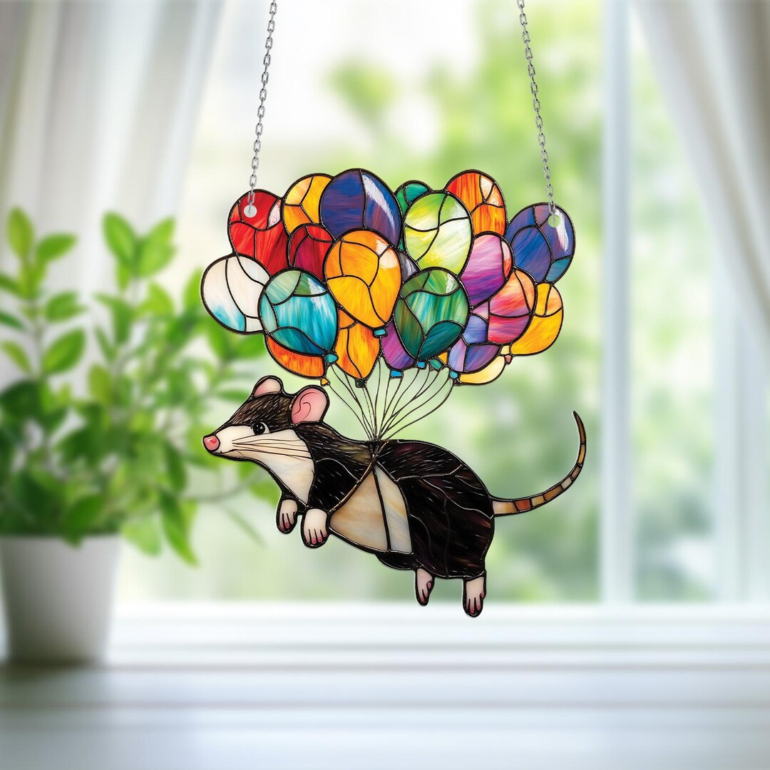 Whimsical Mouse Balloon Window Hanging, Funny Rodent Home Decor ...