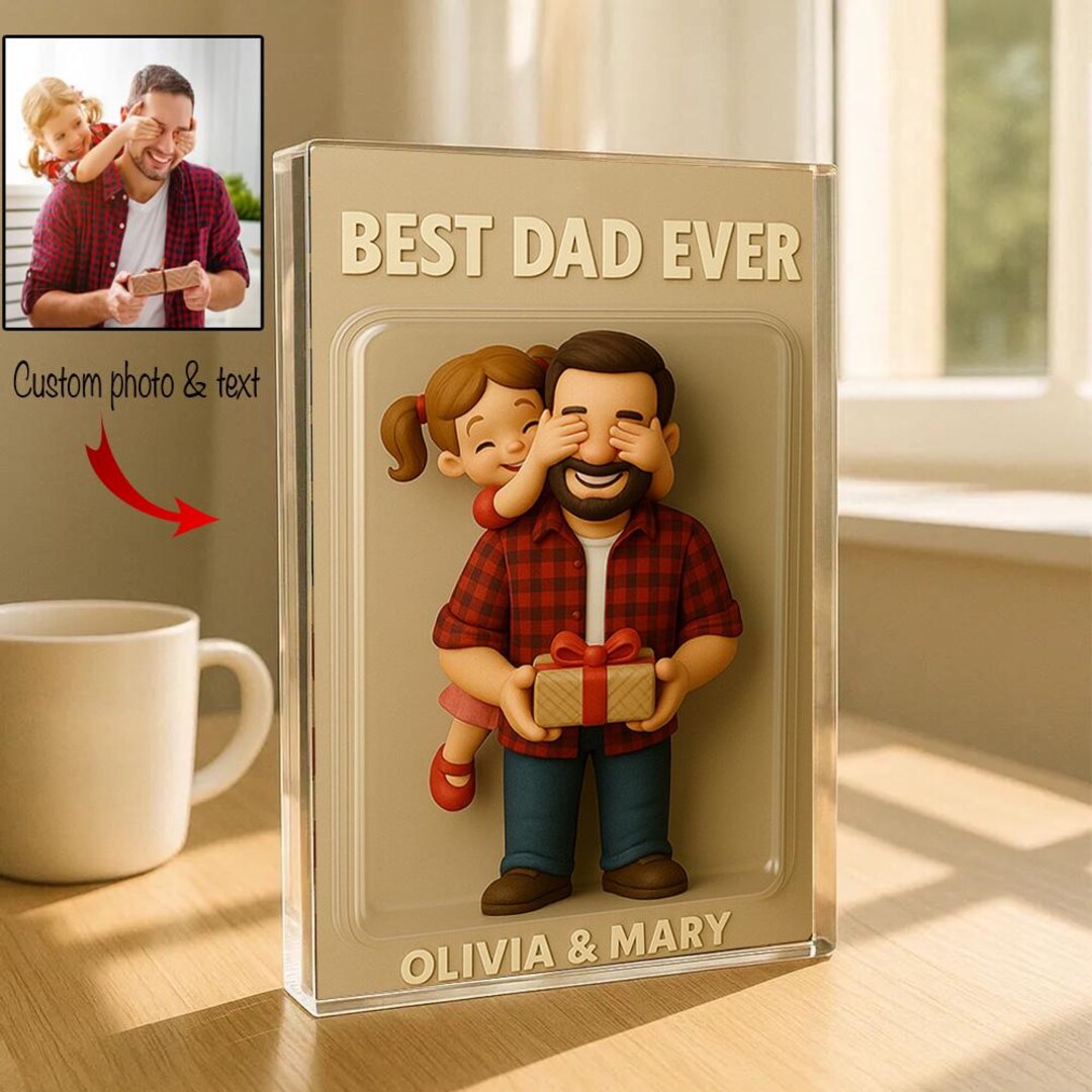 Custom Acrylic Block for Dad With Photo and Name – Personalized ...