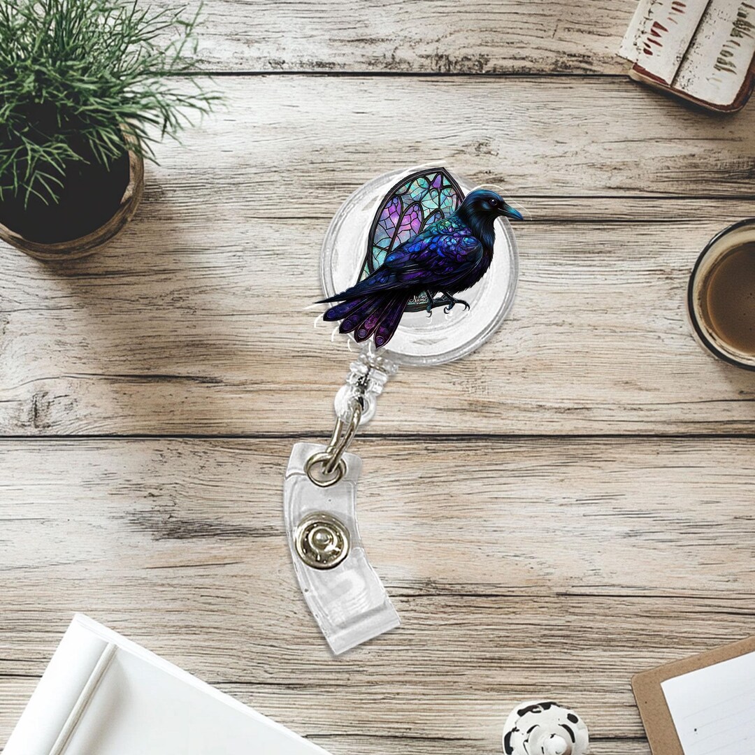 Raven Badge Reel - Beautiful Raven and Stained Glass Design ...