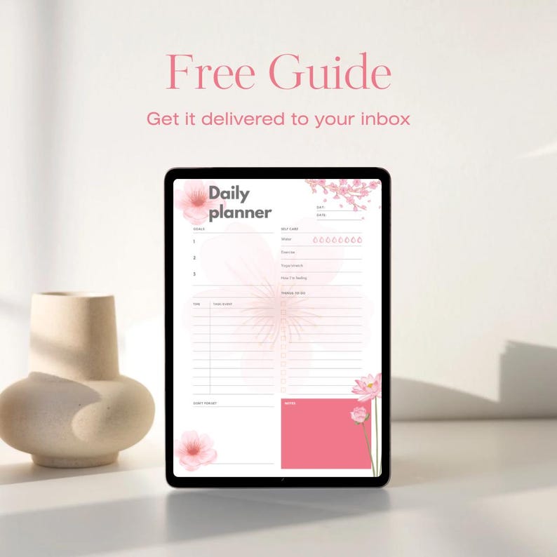 Daily Planner Pink Flowers | Floral Organizer for Women | Stay on Track ...