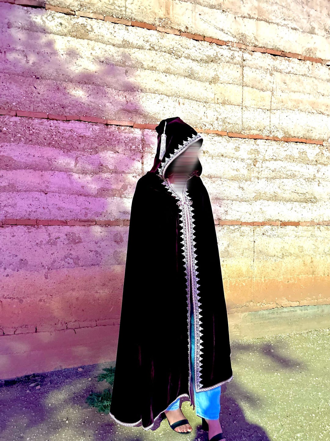 Handcrafted Moroccan Velvet Hooded Cape: Berber Embroidered Cloak - Etsy