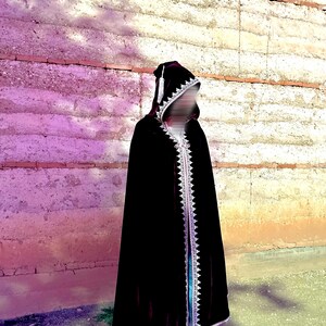 Handcrafted Moroccan Velvet Hooded Cape: Berber Embroidered Cloak - Etsy