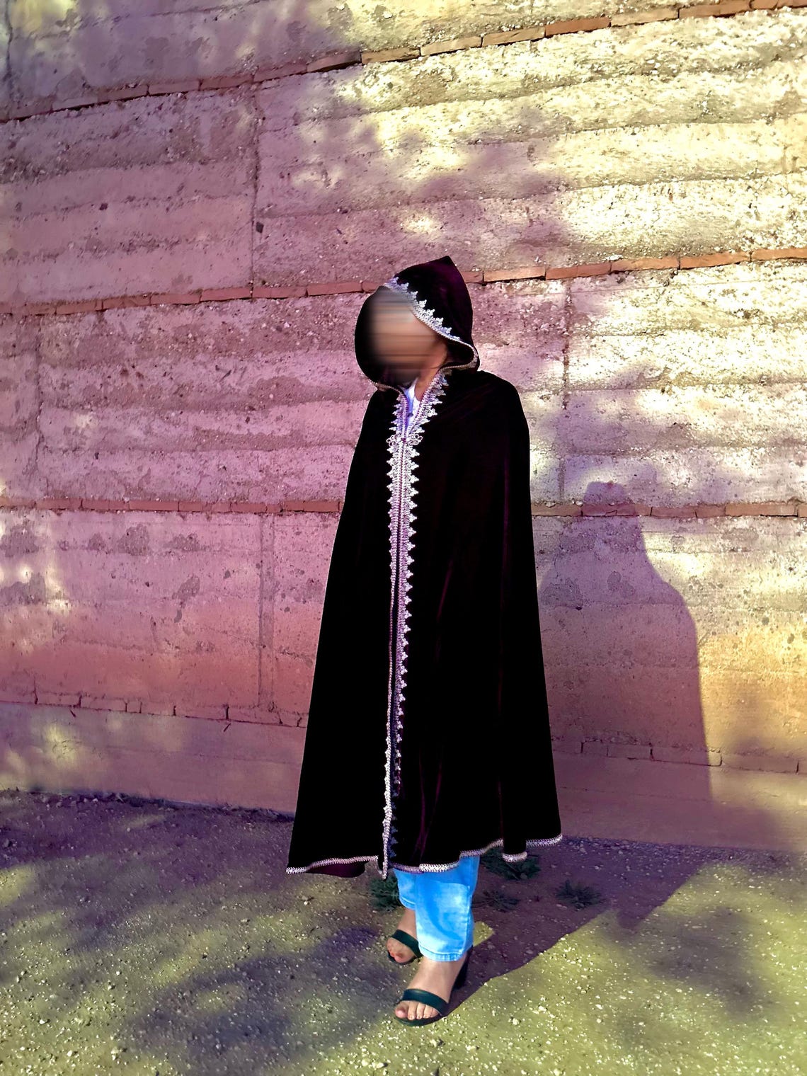 Handcrafted Moroccan Velvet Hooded Cape: Berber Embroidered Cloak - Etsy