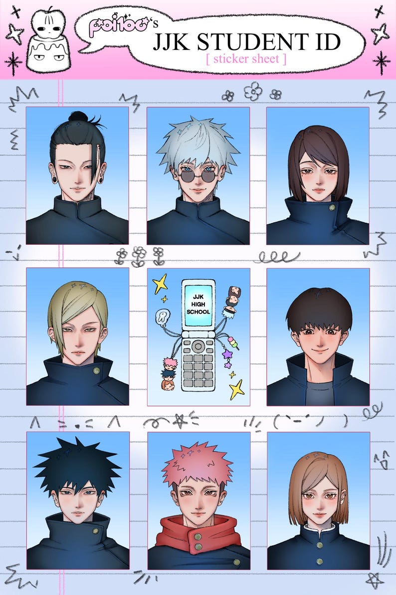 JK Student ID Sticker Sheet - Etsy