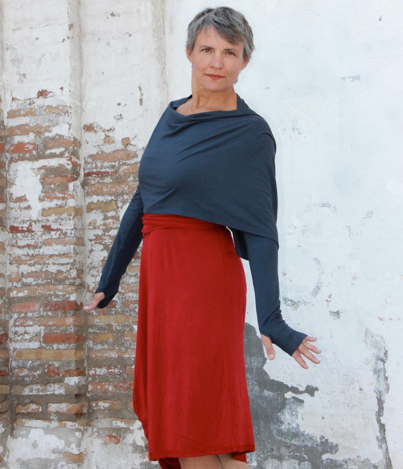 Gray Bolero Shrug, Gray Shrug Long Sleeve, Shrug With Thumbholes ...