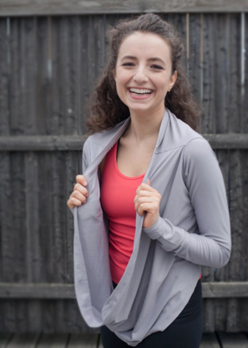 Gray Infinity Bolero Shrug With Long Sleeves and Thumbholes - Etsy