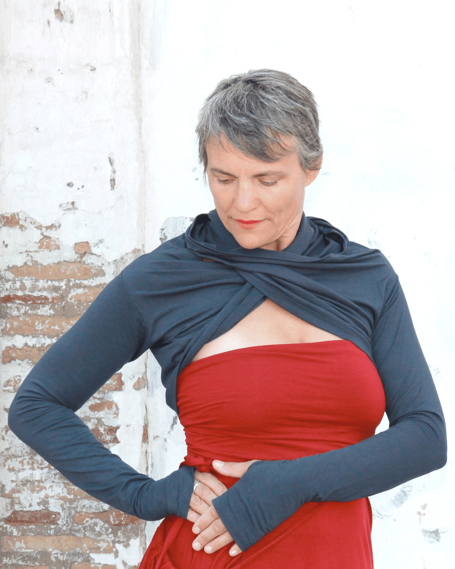 Gray Bolero Shrug, Gray Shrug Long Sleeve, Shrug With Thumbholes ...