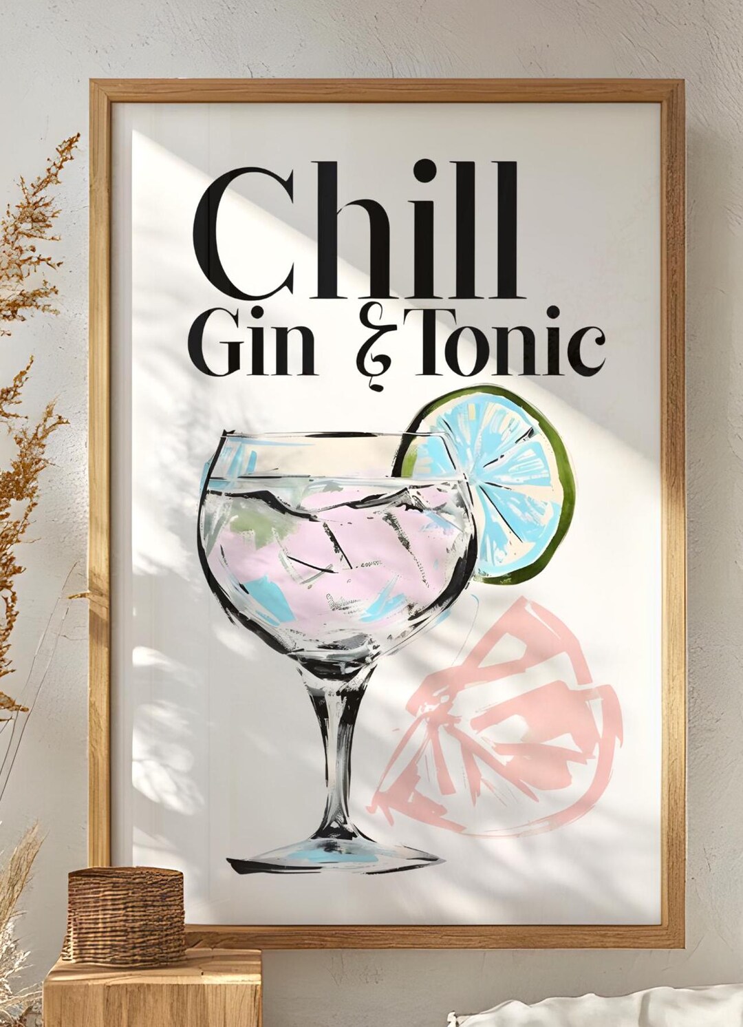 Modern Gin Print Bar Cart Wall Art Gin Tonic Poster Funny Kitchen Decor ...