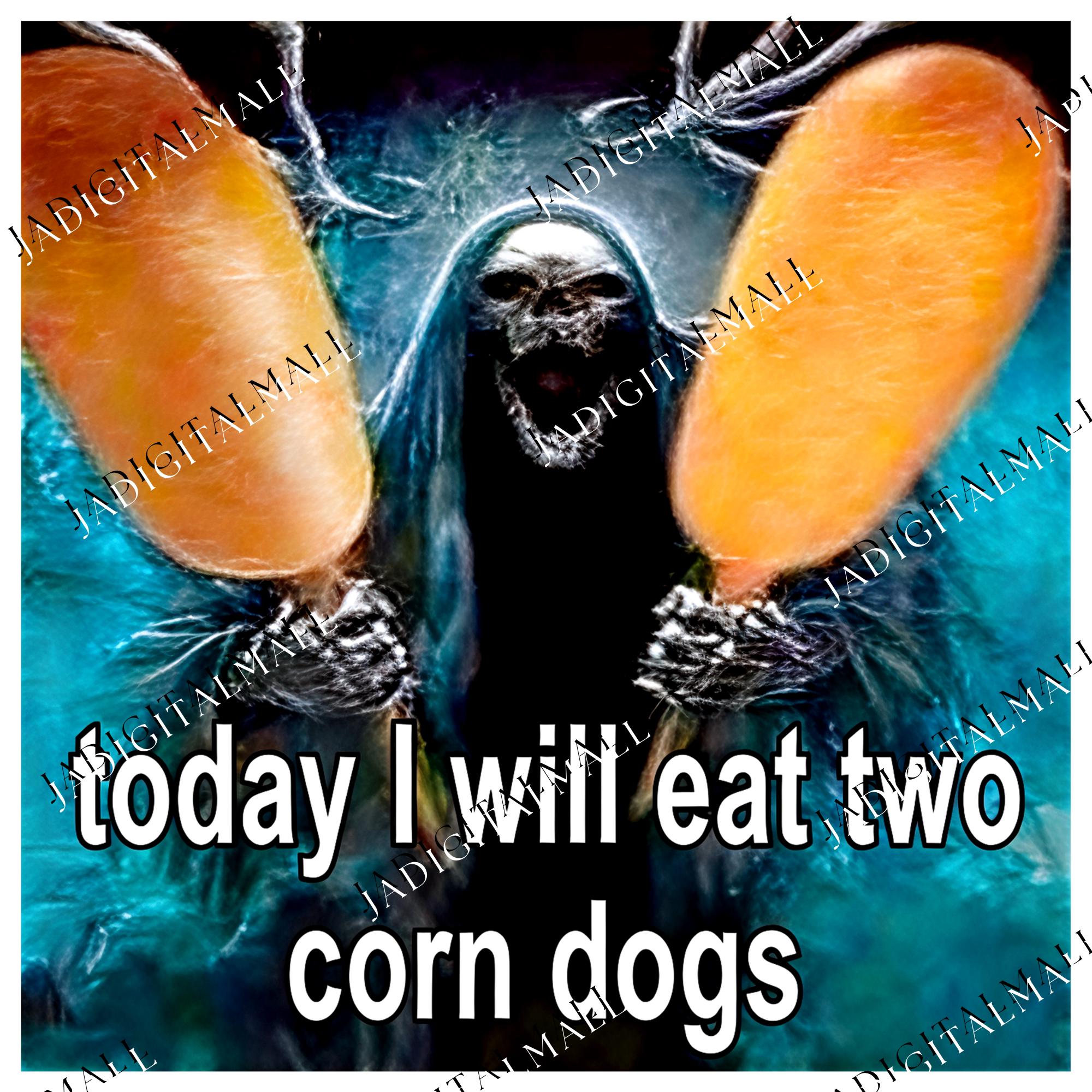 Today I Will Eat Two Corn Dogs Png Svg File, Badass Skeleton Corn Dog ...