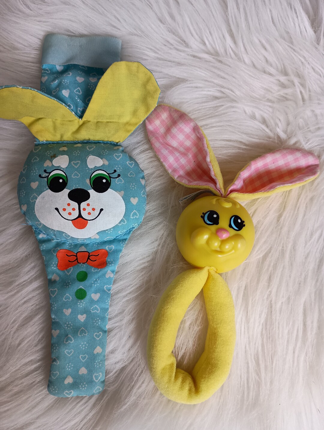 Vtg 1983 Playskool Bunny Rabbit Baby Rattles 66 Wrist Jingles 50 Soft ...