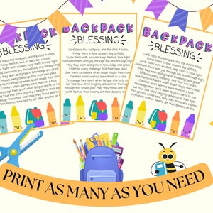 Backpack Blessing, Backpack Blessing Tags, Backpack Prayer, Bible Verse ...