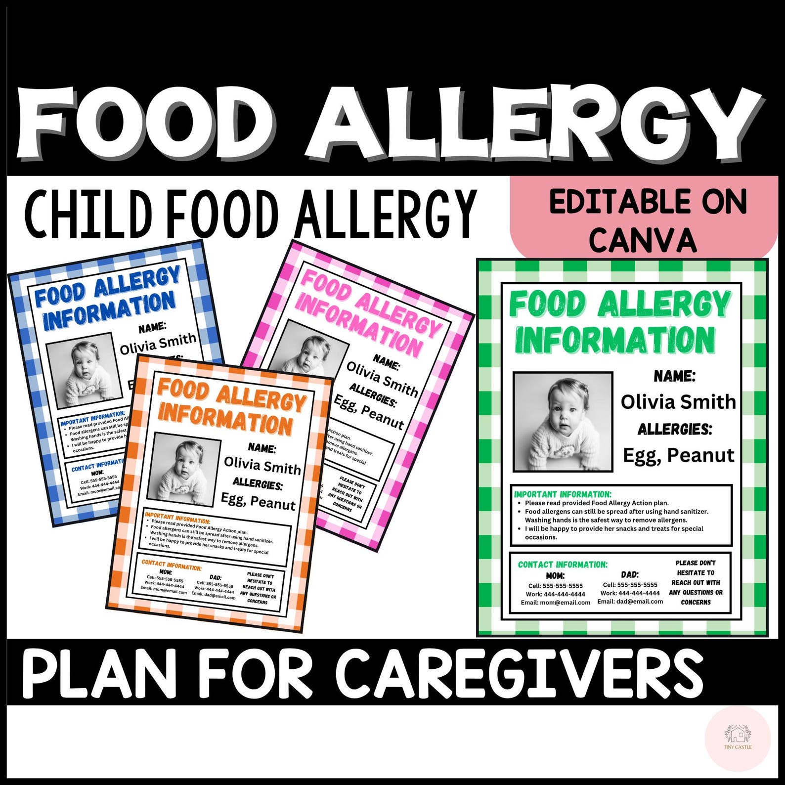 Editable Child Food Allergy Action Plan Template (canva Digital ...
