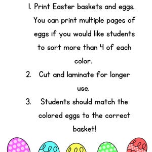 Easter Activity - Color Sort - Printable Preschool Center - Toddler ...