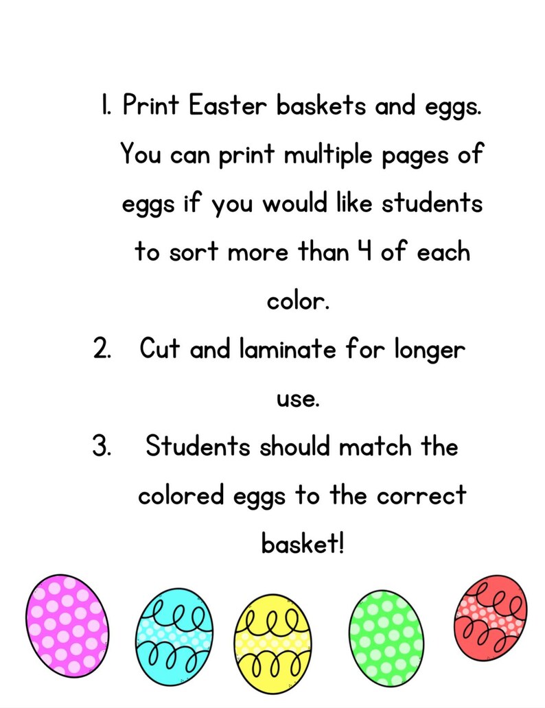 Easter Activity - Color Sort - Printable Preschool Center - Toddler ...