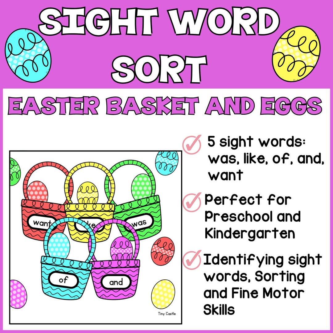 Easter Sight Word Sort: Kindergarten Spring Activity - Etsy