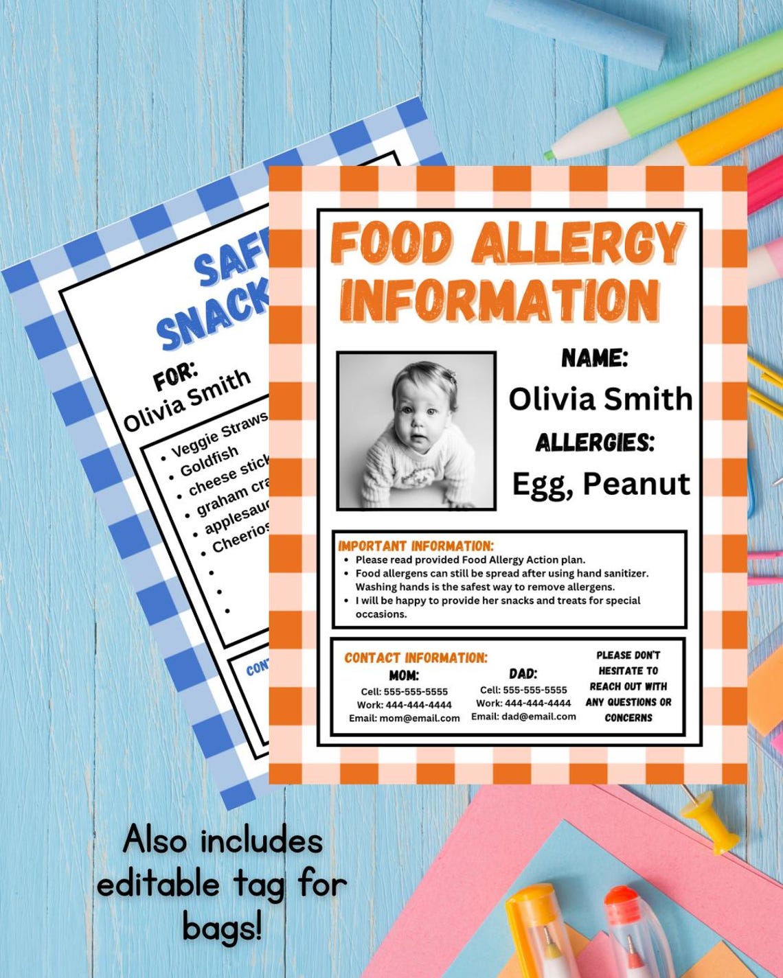 Editable Food Allergy Action Plan Template: Safe Snack List (digital ...