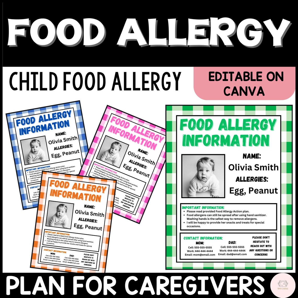 Editable Child Food Allergy Action Plan Template (canva Digital ...