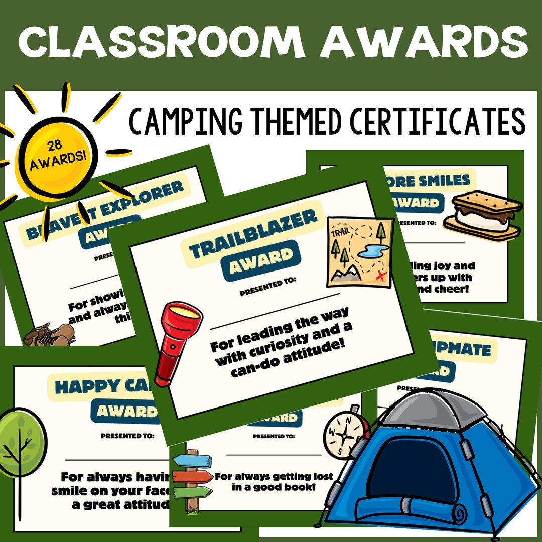 Classroom Awards | End of the Year Certificates | Camping Theme | End ...