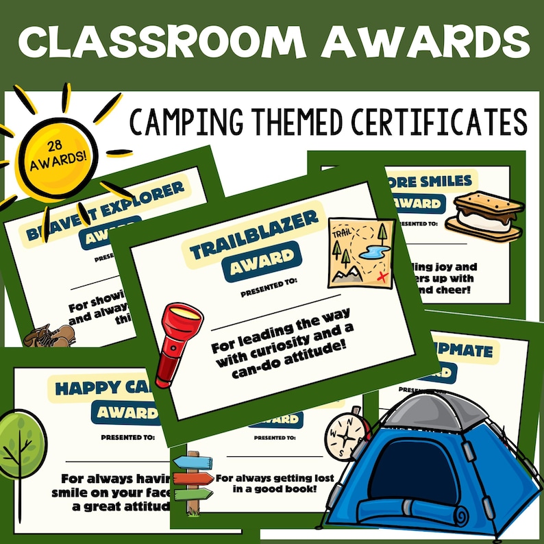 Printable Classroom Awards - Camping Theme - Etsy
