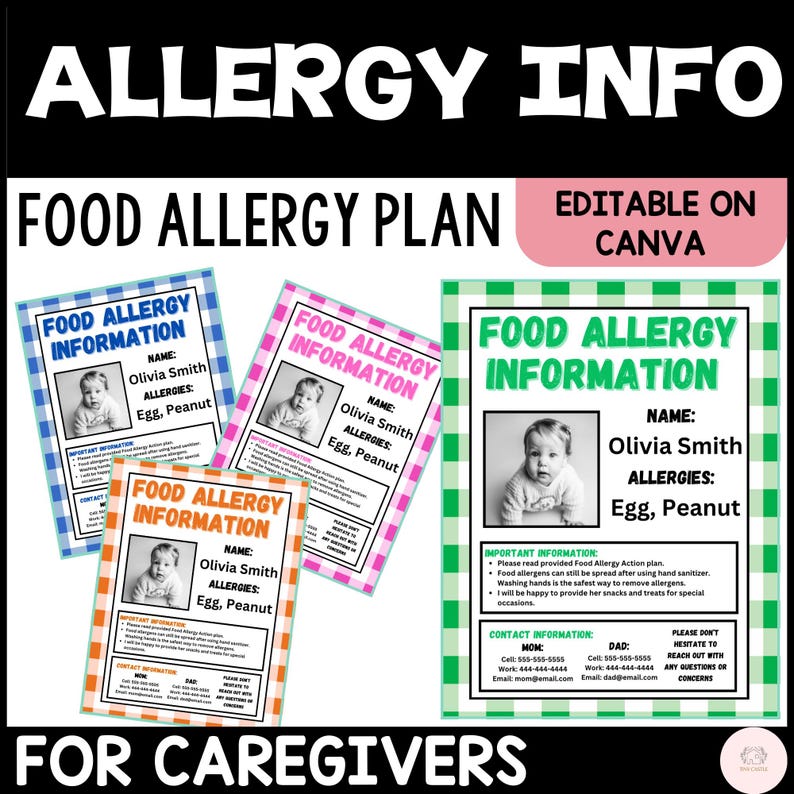 Editable Child Food Allergy Action Plan Template (canva Digital ...