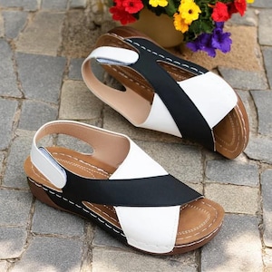 Women's Contrast Color Wedge Sandals | Summer Peep Toe Platform Shoes ...
